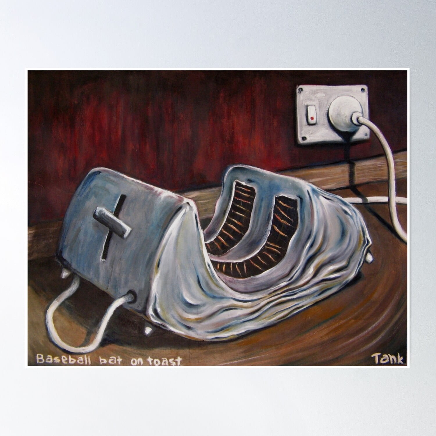 Baseball Bat On Toast Poster Wall Art, Modern Wall Decor, 12x18 ...