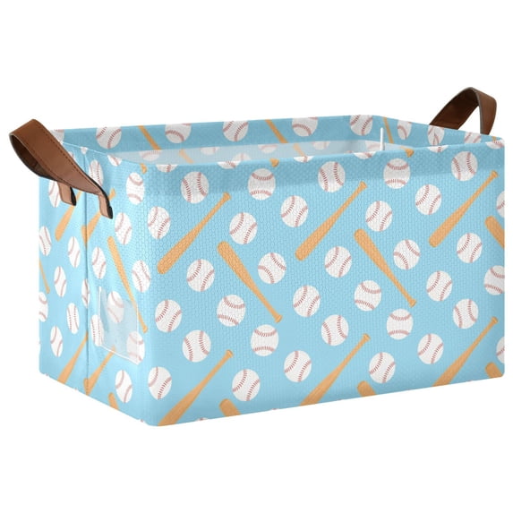 Baseball Bat Pattern Collapsible Storage Bin Open Home Shelf Basket ...