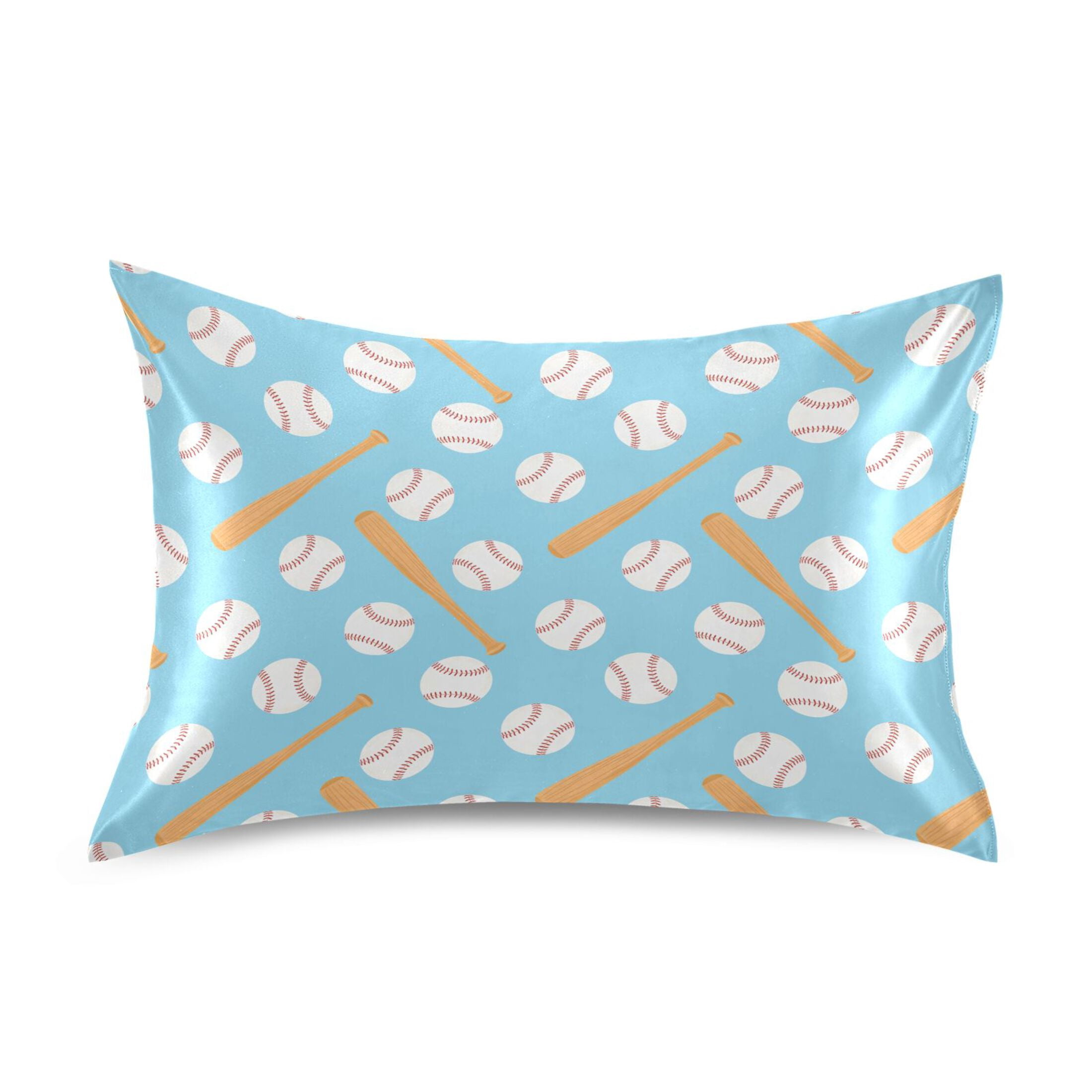 Baseball Bat Pattern Queen Size Satin Pillowcase 30''x20'' Double-Sided ...