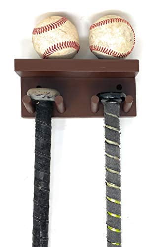 Baseball Bat Rack Holder Display Wall Mount Wood 3 Full Size Bats 2 ...