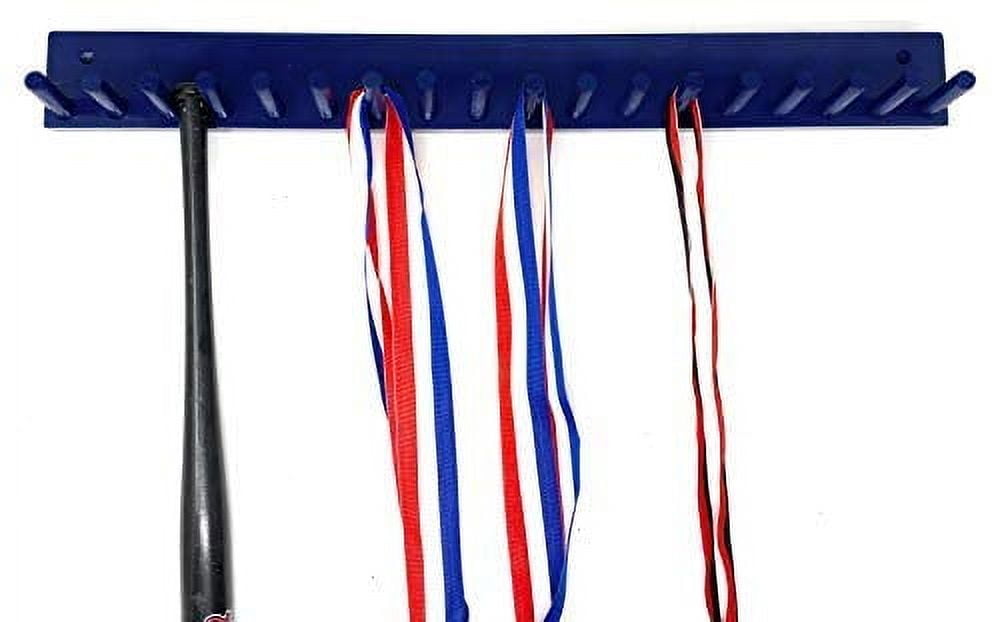 Baseball Bat Rack Wall Mount Holds 17 Mini Bats Navy Blue Awards ...