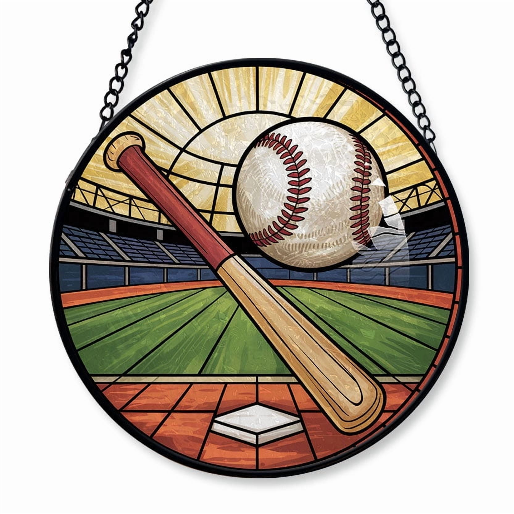 A Baseball and Bat Stained Glass Suncatcher Window Hanging ...