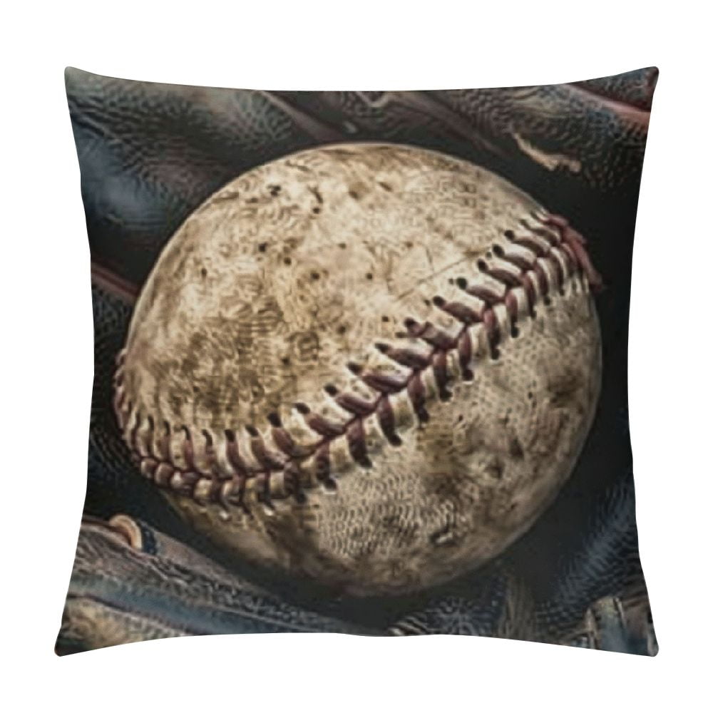 Baseball Bat and Glove Square Throw Pillow Covers Vintage Retro ...