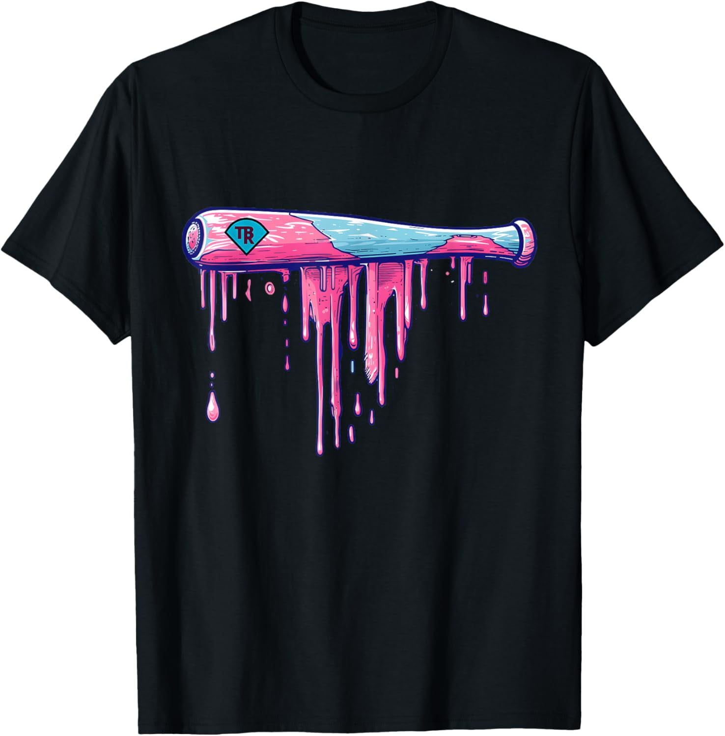 Baseball Bat with Sprinkles Drip T-Shirt men and women can wear, black ...
