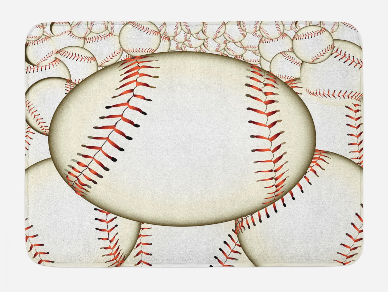 Baseball Bath Mat, Pattern of Baseball Balls Background Home Run Rules ...