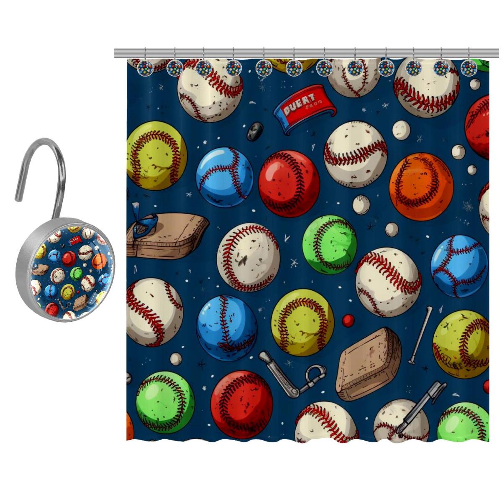 Baseball Bathroom Decor Set | Includes Shower Curtain, Stainless Steel ...