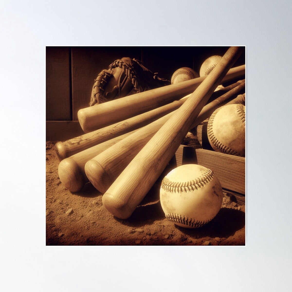 Baseball Bats And Balls Poster Wall Art, Modern Wall Decor For Living ...
