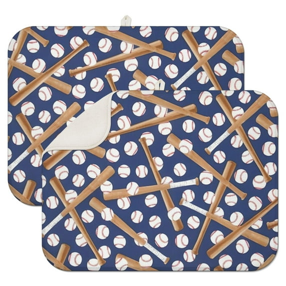 Baseball Bats and Balls Pattern Dish Drying Mat for Kitchen 1 Pack ...