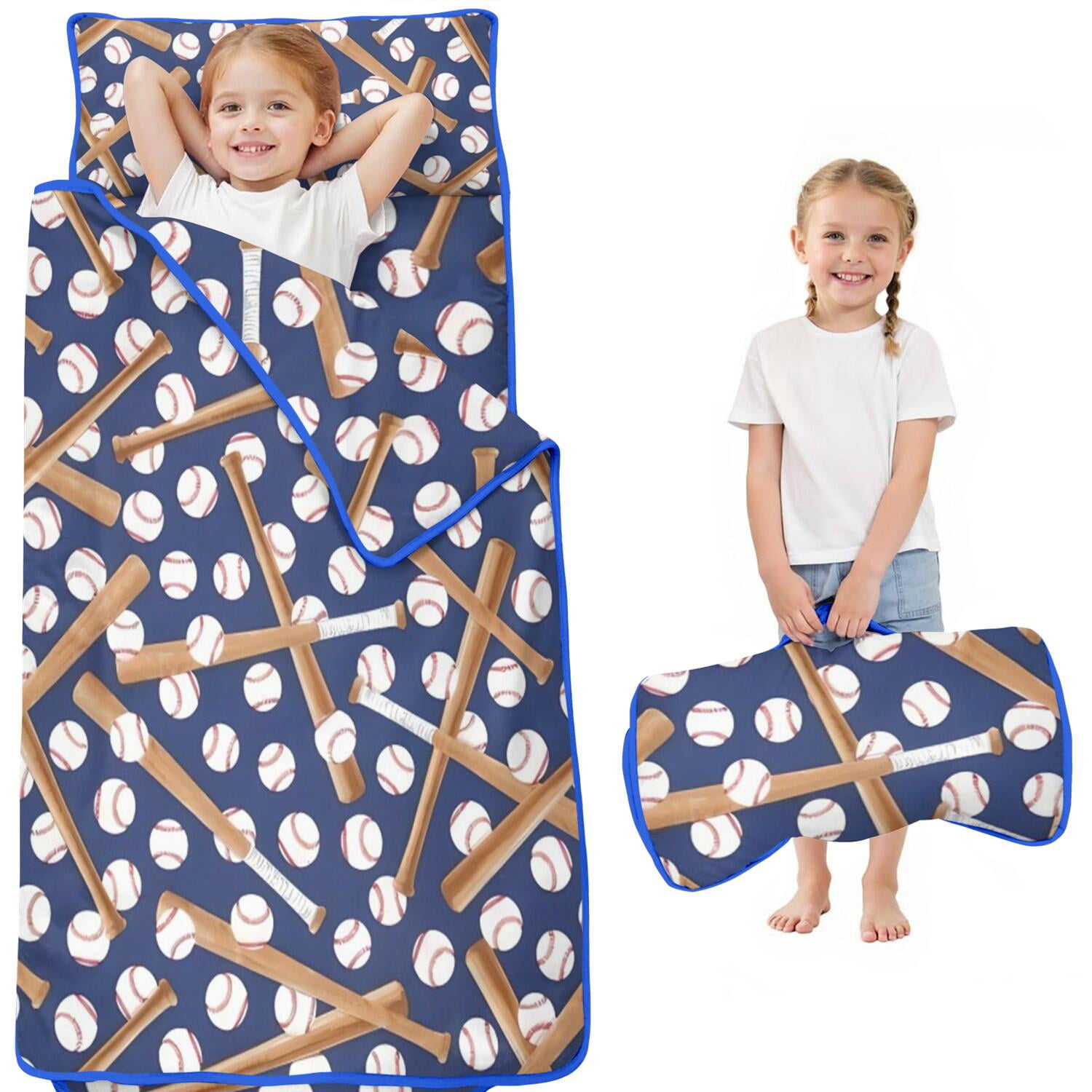 Baseball Bats and Balls Pattern Toddler Nap Mats for Kids Preschool ...