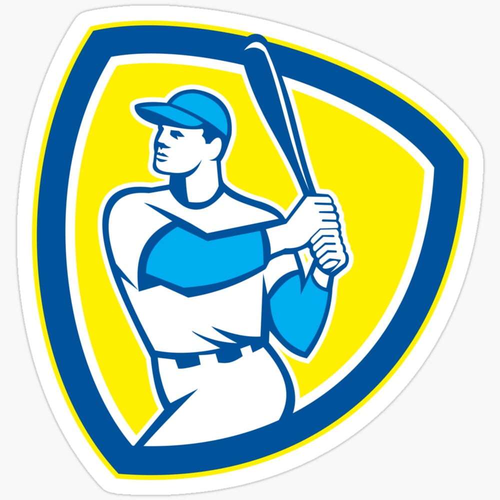 Baseball Batter Hitter Bat Shield Retro Sticker Phone Decal Water ...