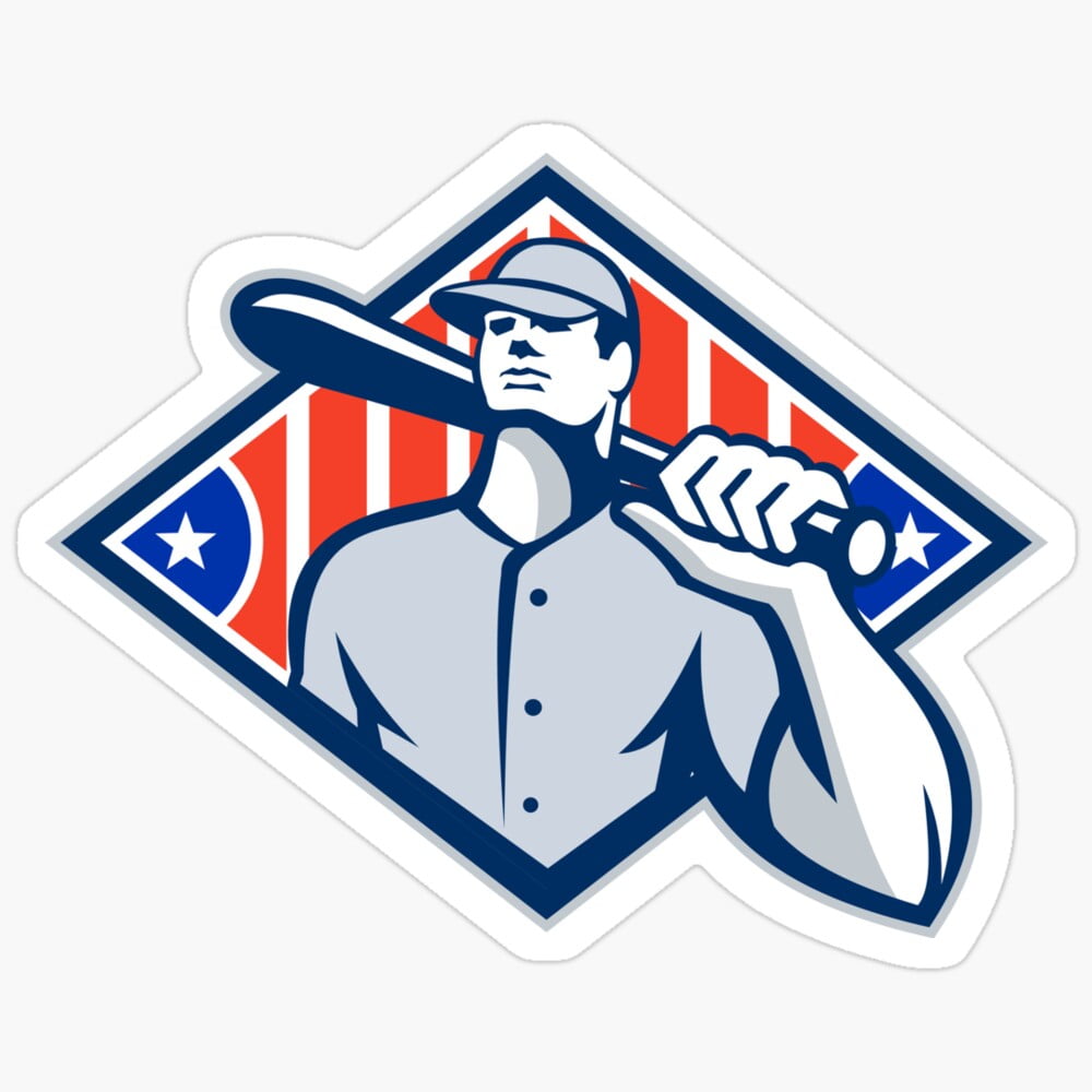 Baseball Batter Hitter Bat Shoulder Retro Sticker Phone Decal Water ...