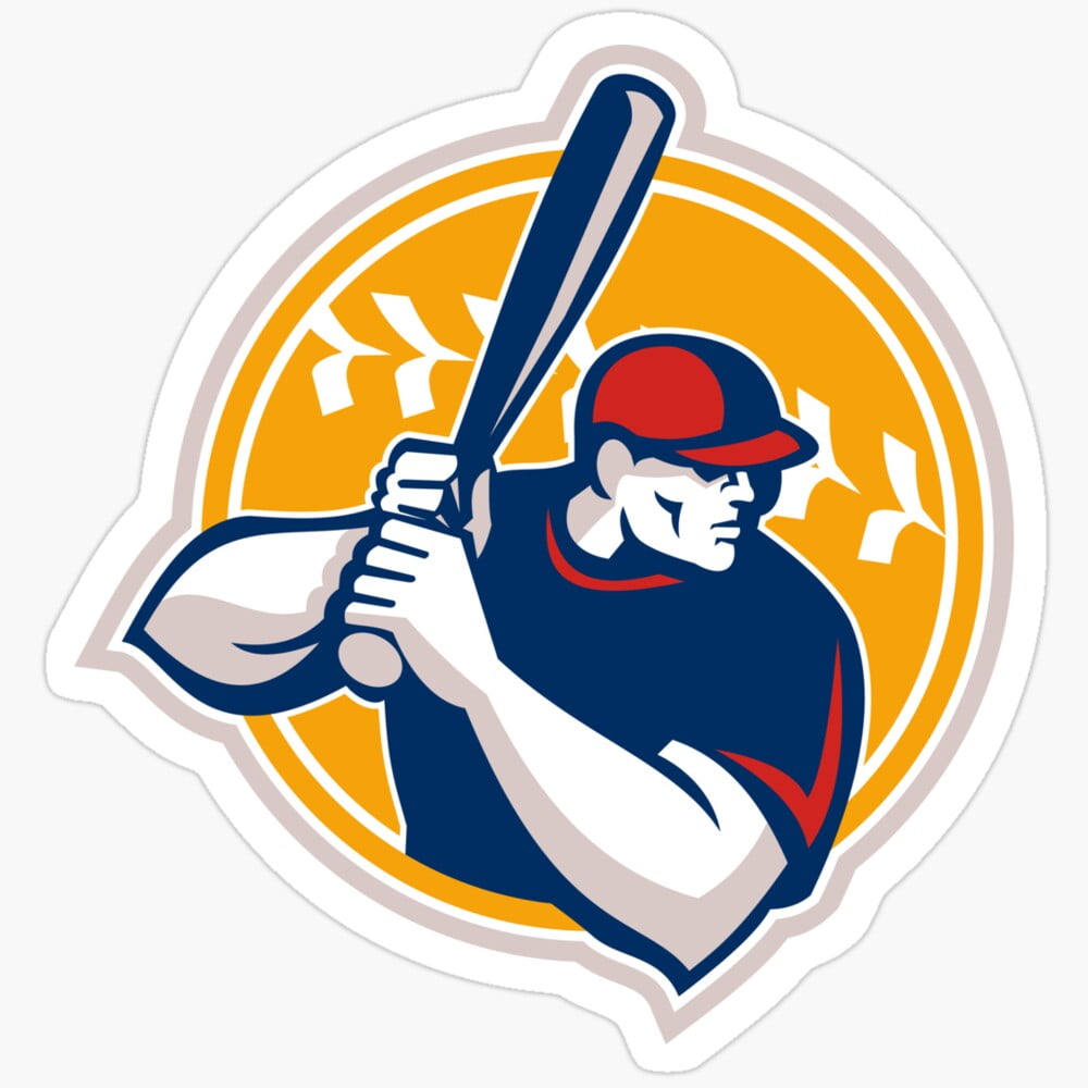 Baseball Batter Hitter Batting Side Retro Sticker Phone Decal Water ...