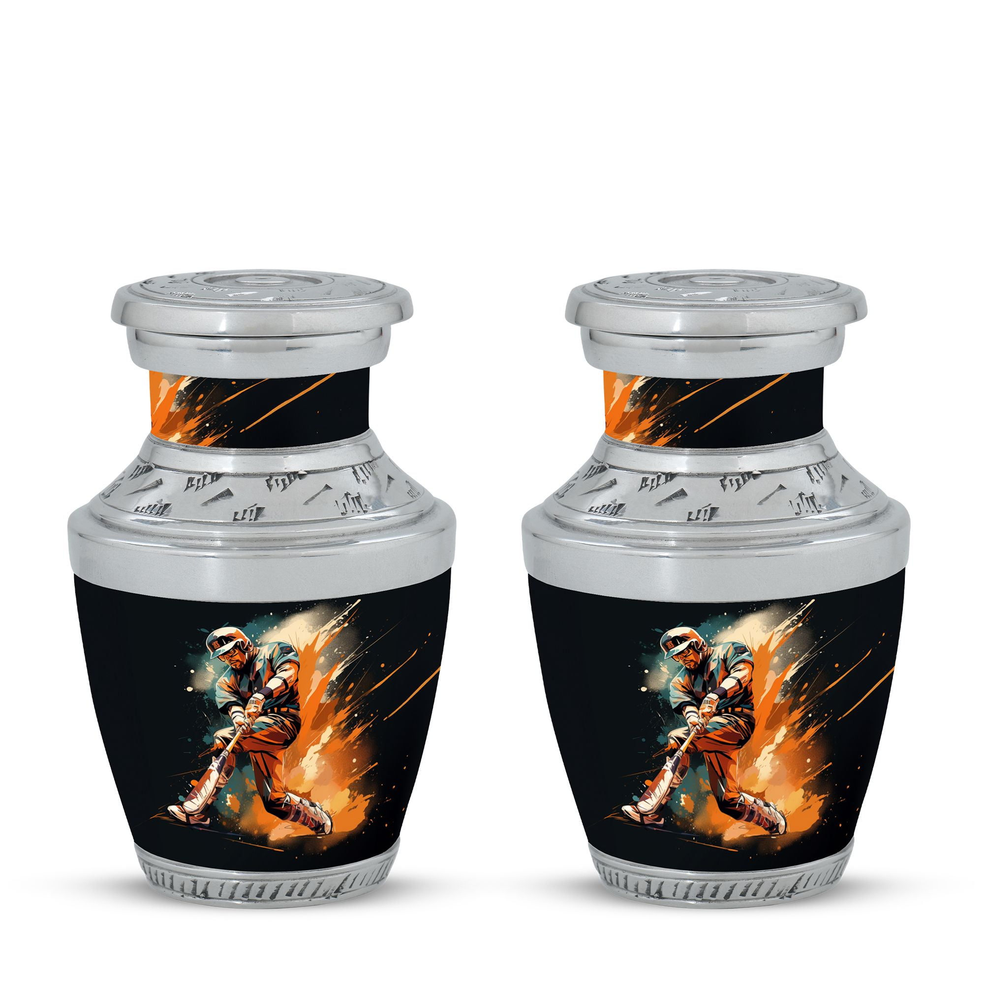 Baseball Batter in Powerful Swing Petite Urn for Timeless Ashes ...