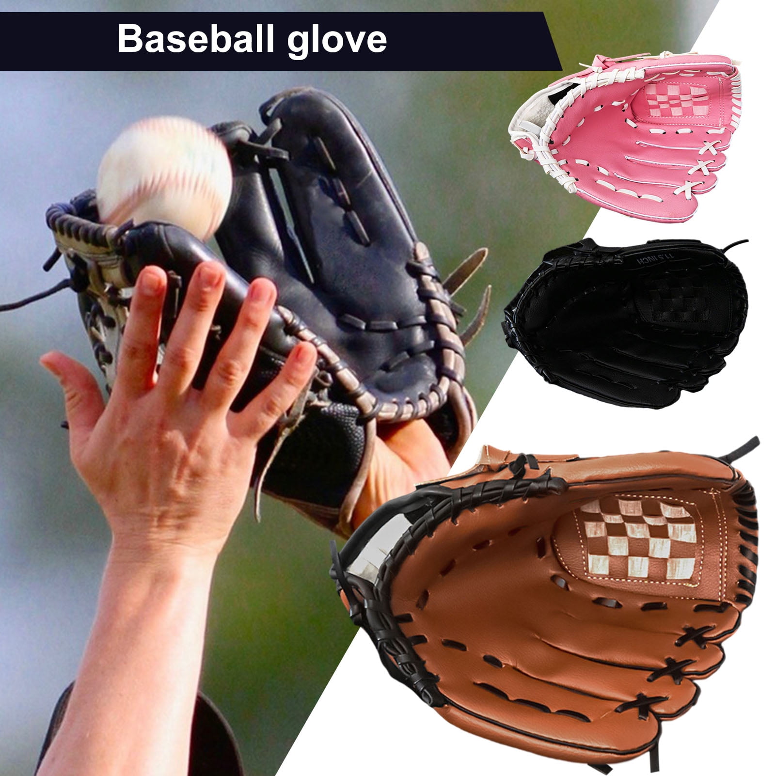 Baseball Batting Glove Double Faux Leather Thickened Thumb Reinforced ...