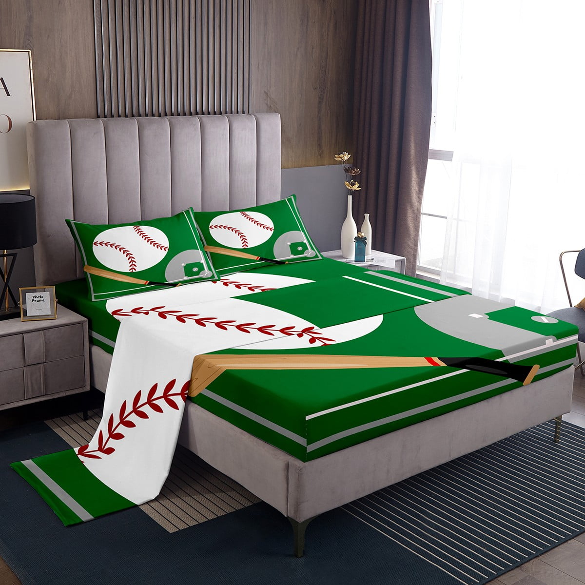 Baseball Bed Sheets Set Full Size Kids Baseball Bedding Set for Boys ...