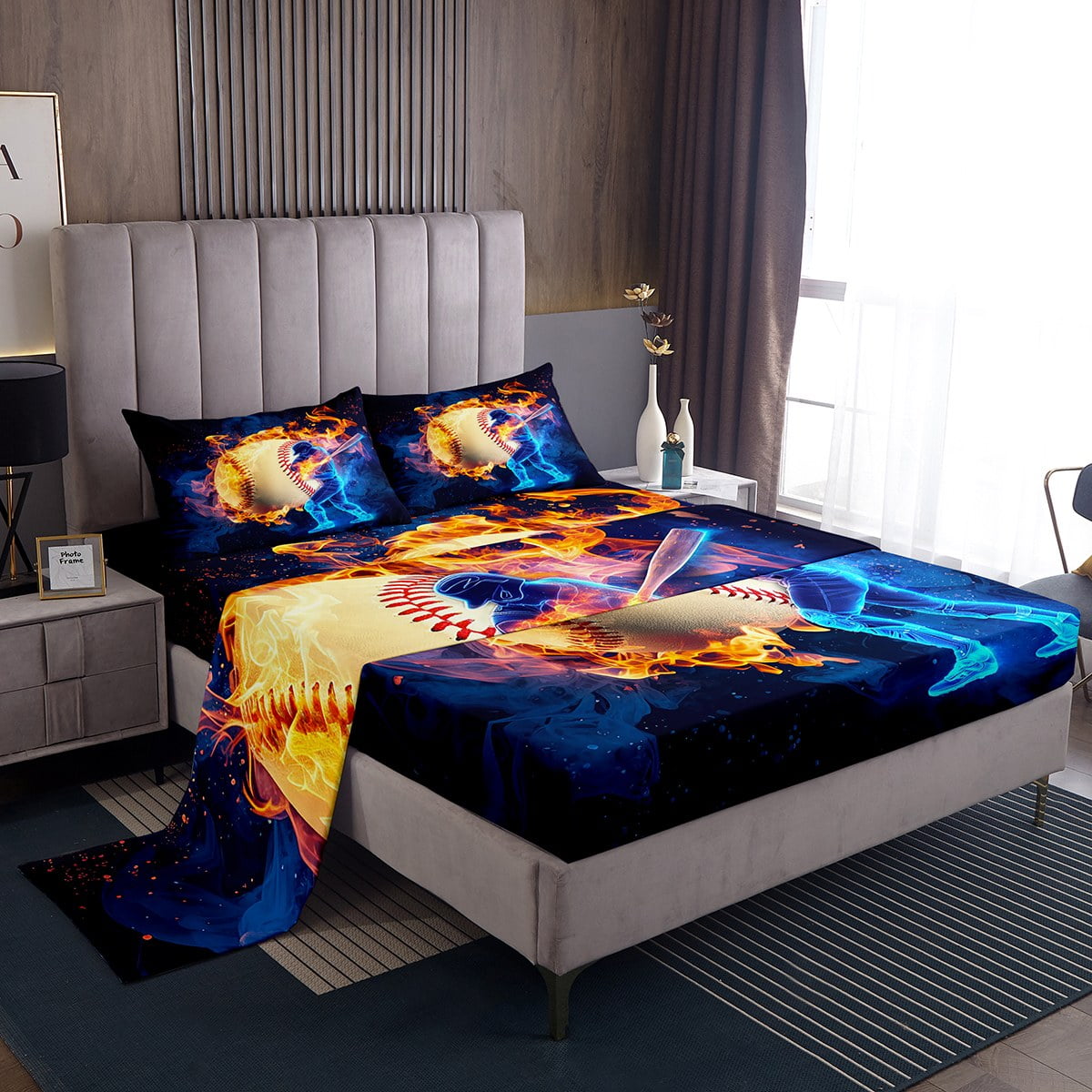 Baseball Bed Sheets Set European Sport Full Sheet Set ,Baseball Bat ...