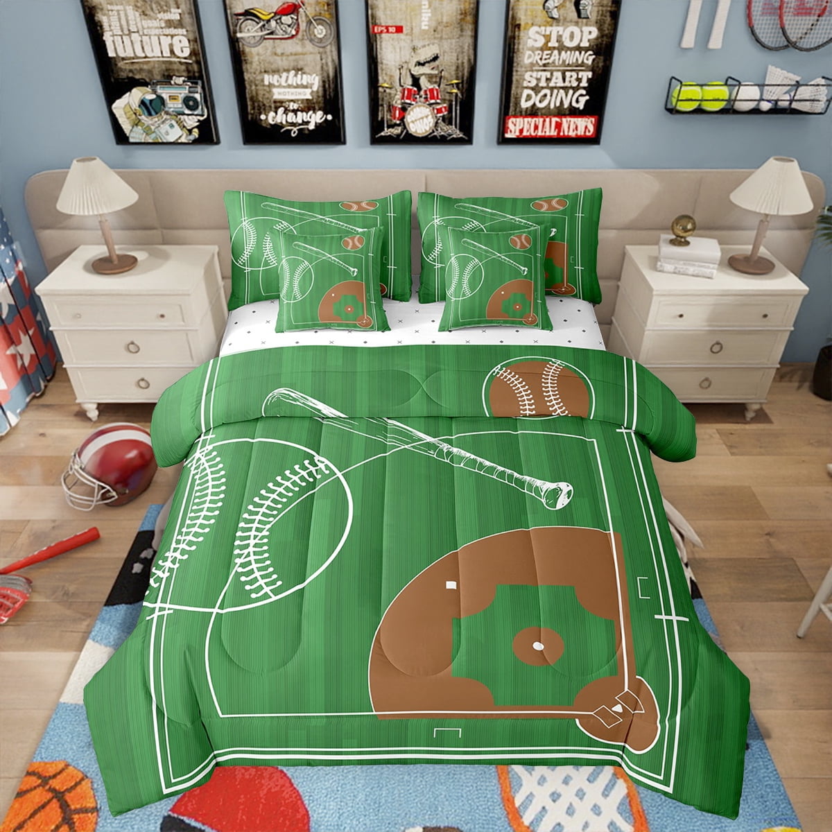 Baseball Bedding Comforter Sets 7pcs Sport Queen Bedding Sets ...