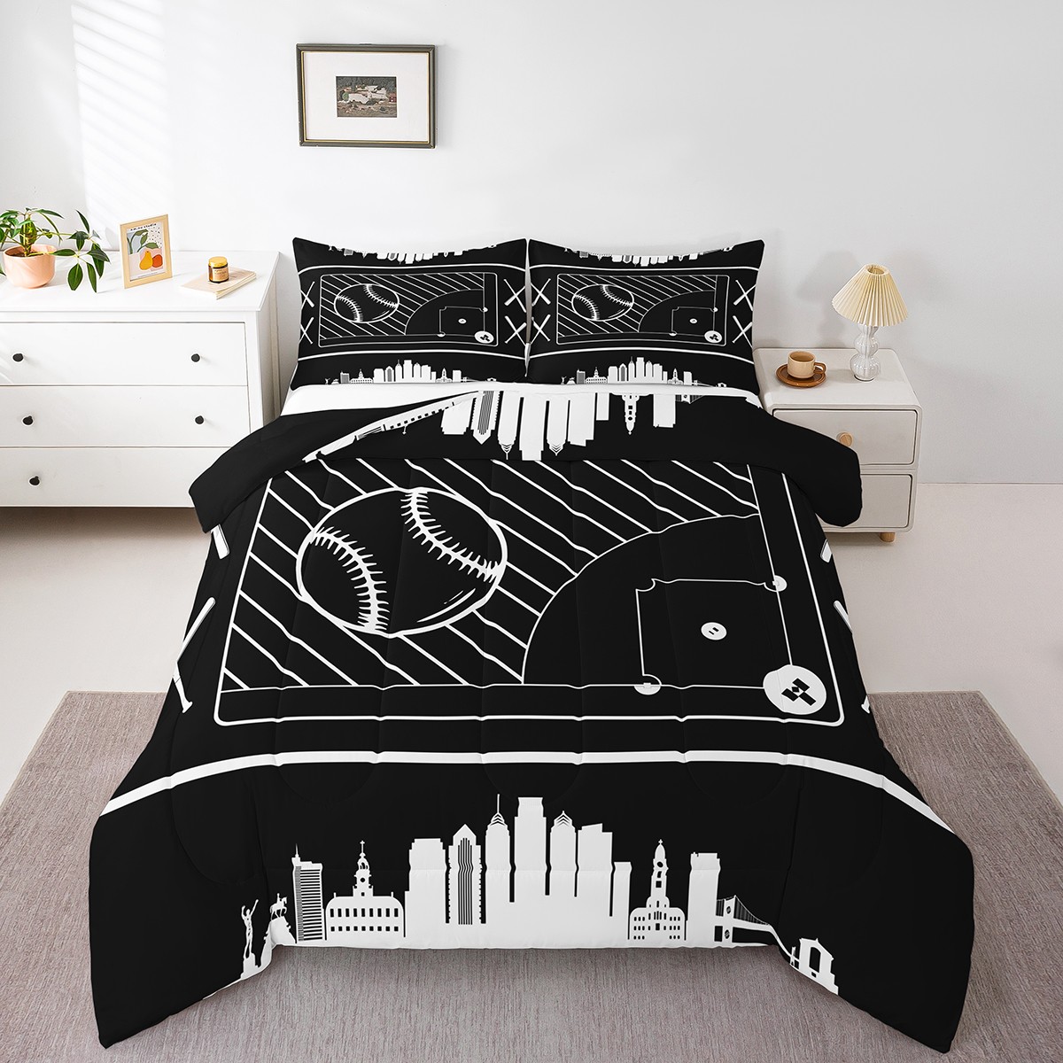 Baseball Bedding Comforter Sets Teen Bedroom Decor,Sports Cool Baseball ...