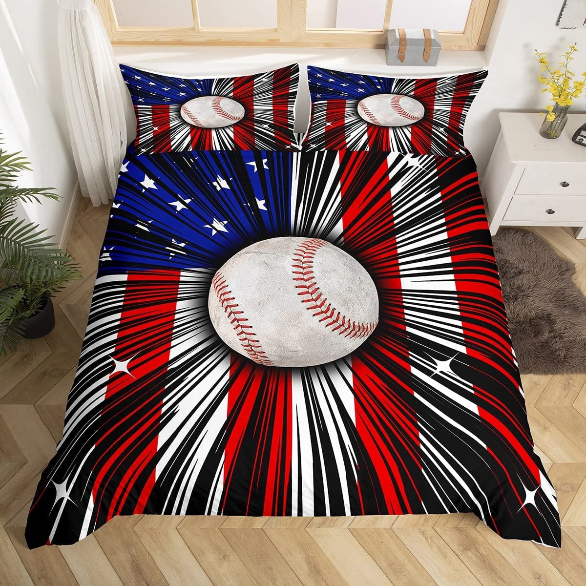 Baseball Bedding Set for Boys Teens Sports Theme Duvet Cover, Kids Men ...