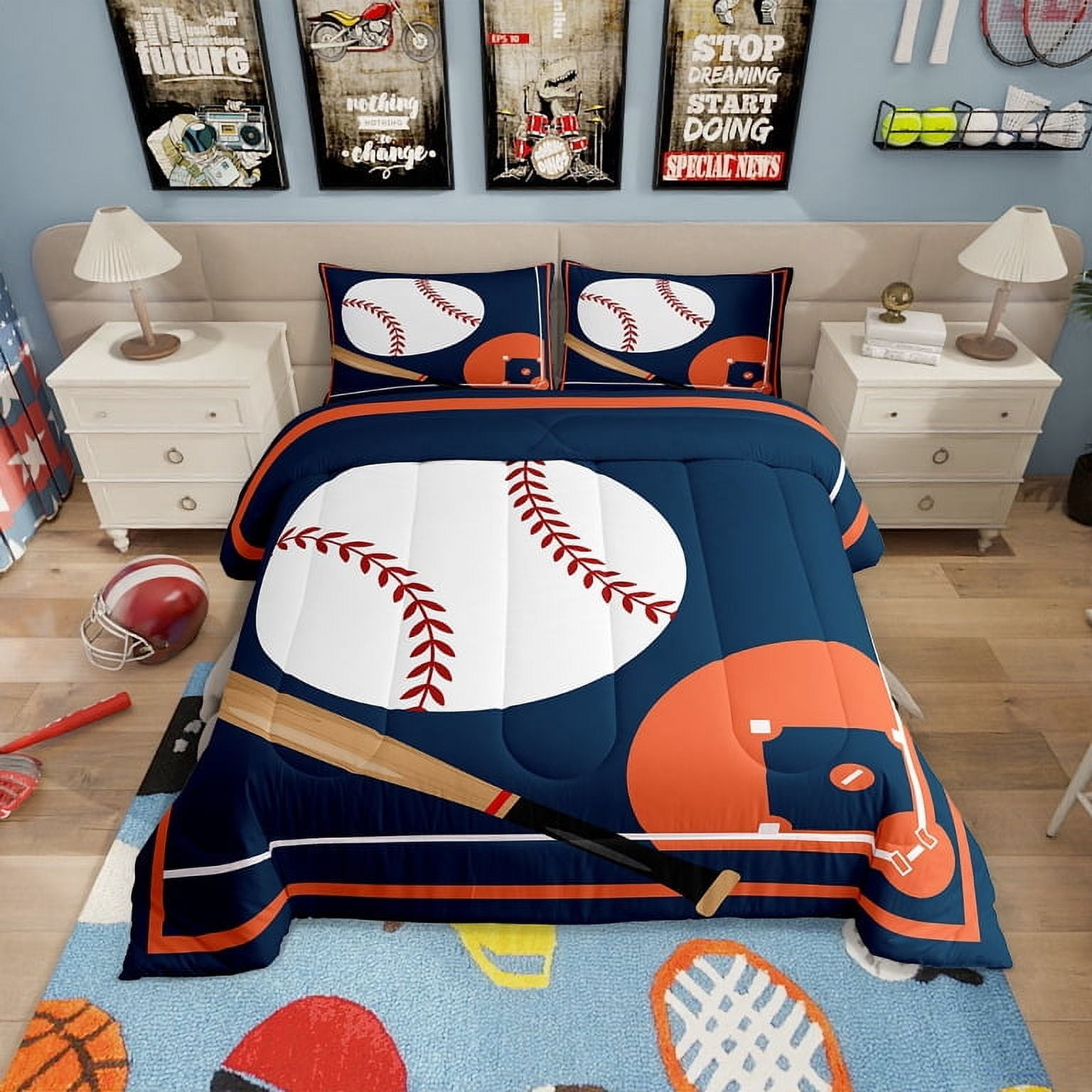 Baseball Bedding Set Full Size Baseball Comforter Set Teens,Sports ...