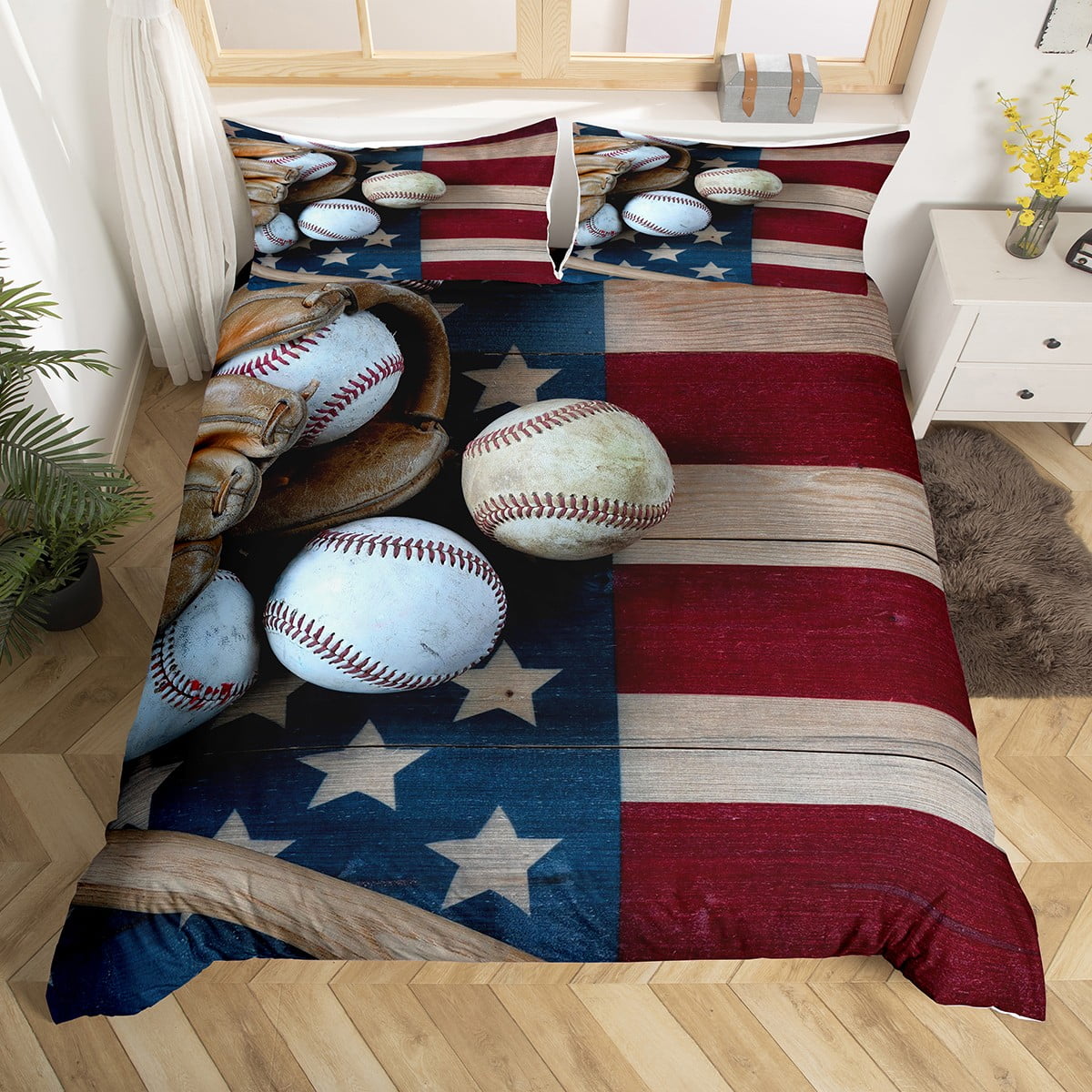 Baseball Bedding Set King for Boys Sports Theme Comforter Cover ...