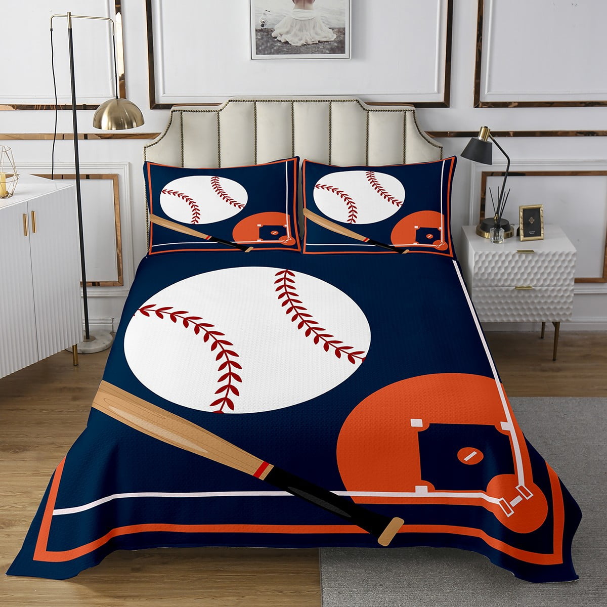 Baseball Bedding Set Twin Size Baseball Quilt Set Teens,Sports Theme ...