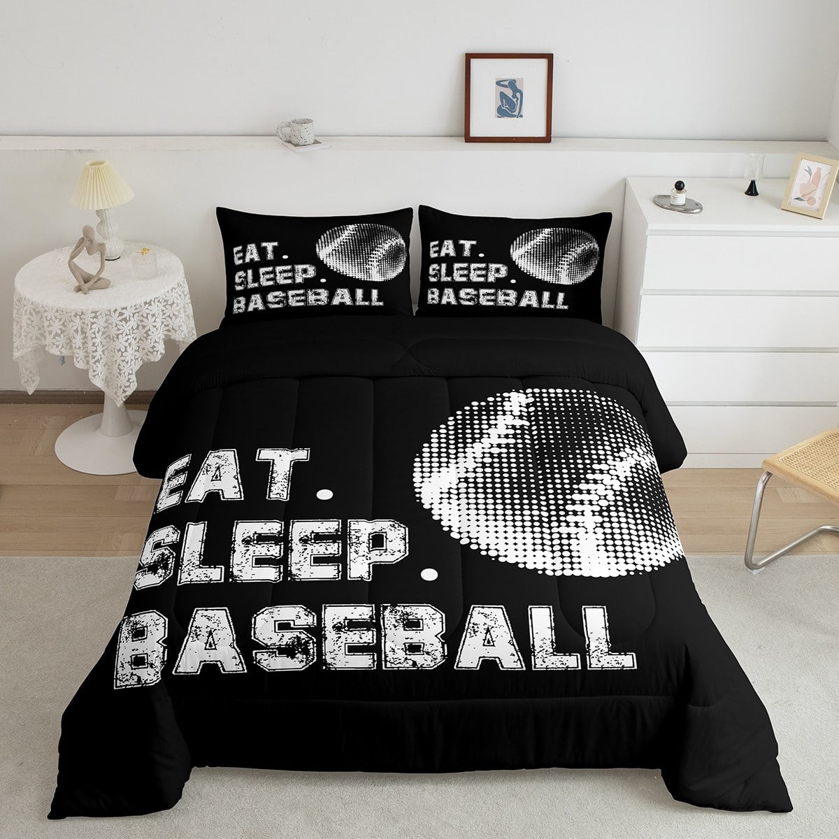 Baseball Bedding Comforter Sets Baseball Game Bedding, Eat Sleep ...