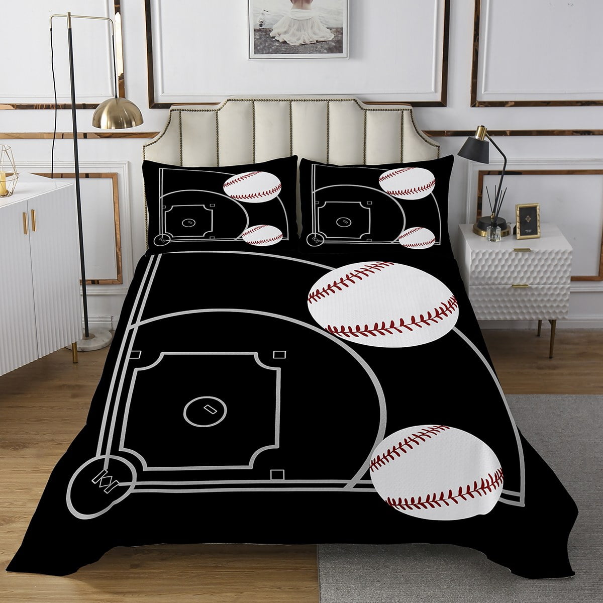 Baseball Bedspread King Size Sports Quilt Set Baseball Game Themed Bed ...