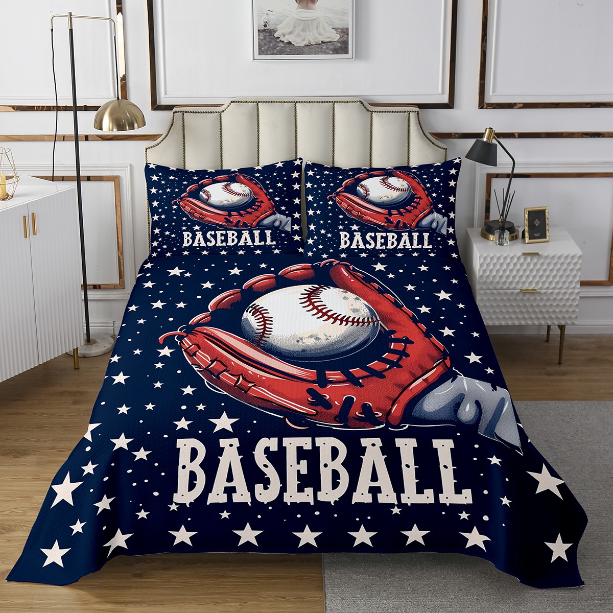 Baseball Bedspread Queen Sports Quilt Set Sports Game Bed Set 3D ...