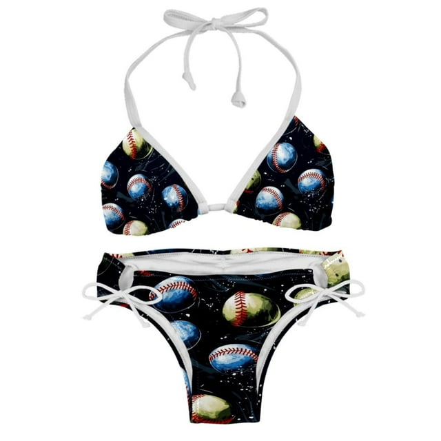 Baseball Bikini Set Swim Suit Detachable Sponge Adjustable Strap Two ...