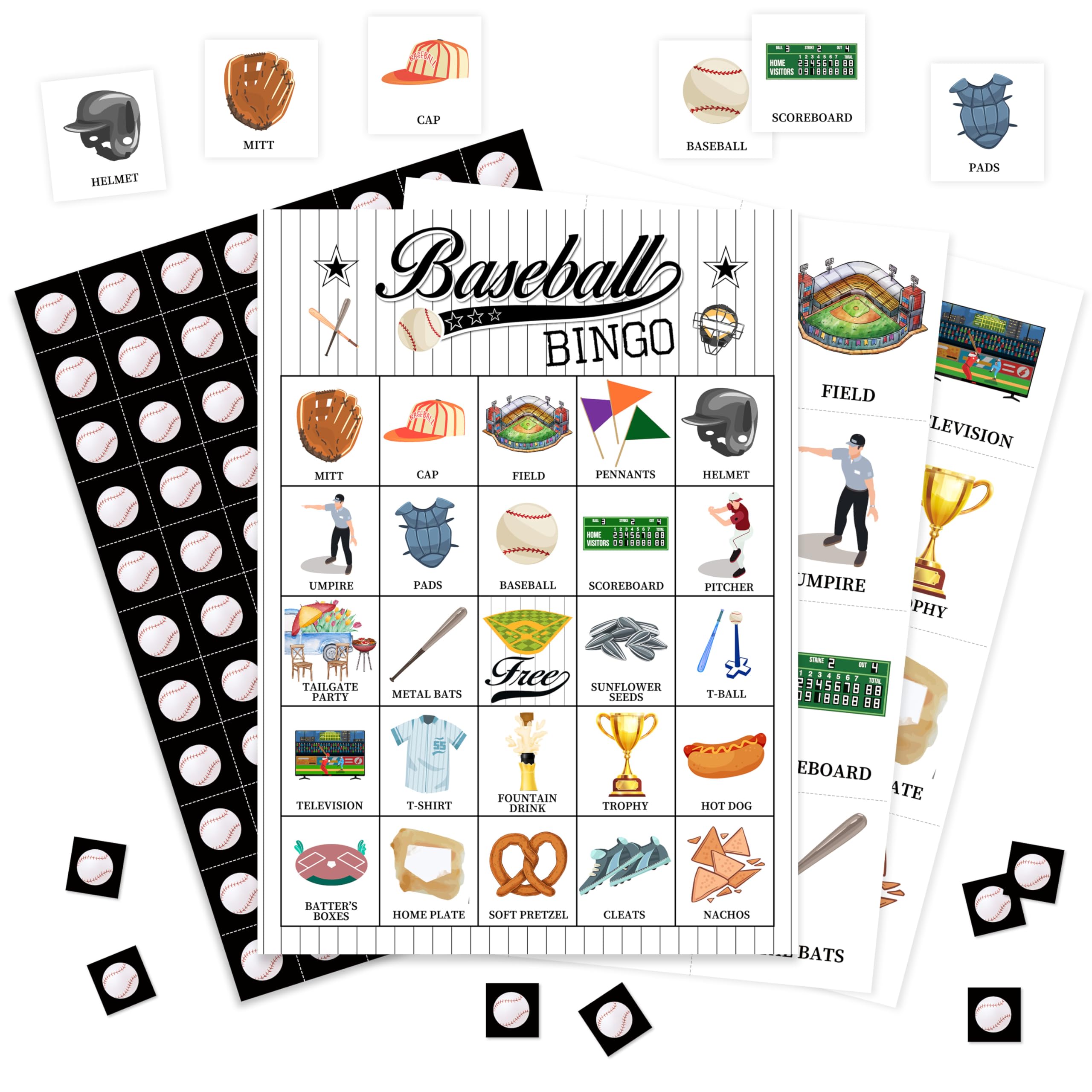 Baseball Bingo Game, Sport Bingo Cards Set, Birthday Party Bingo ...
