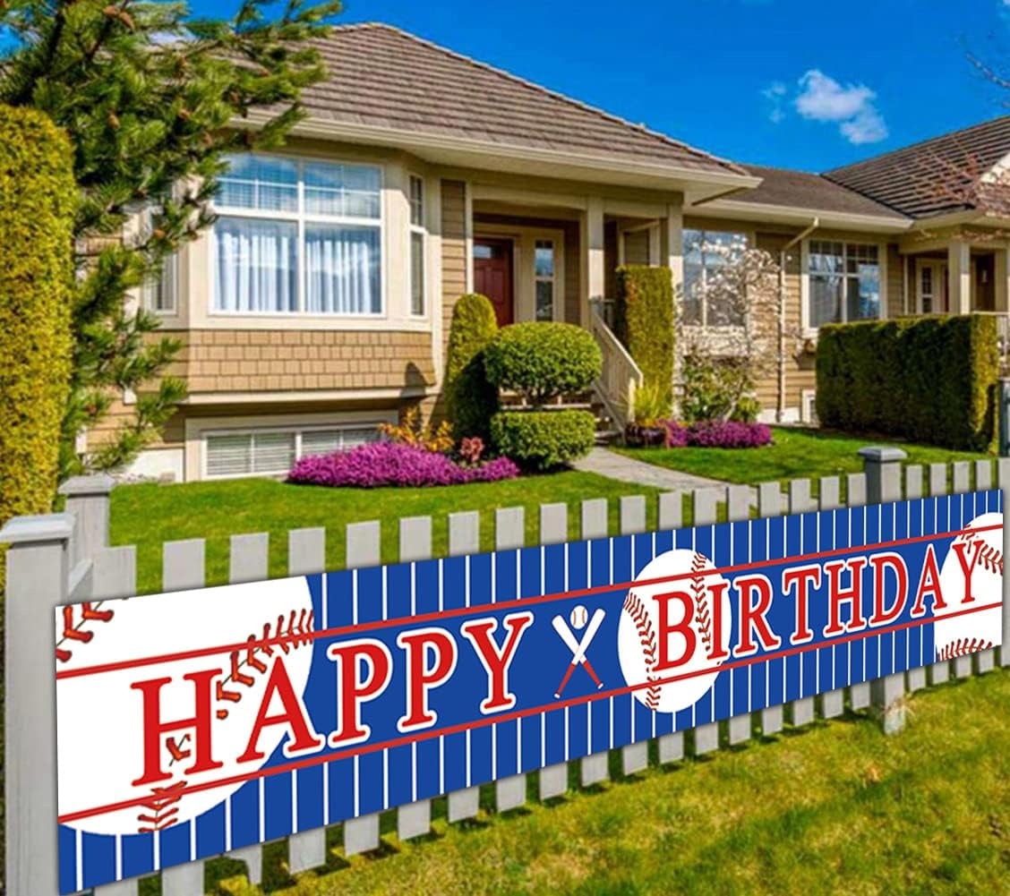 Baseball Birthday Banner, Polyester, Waterproof, Sports Theme Party ...