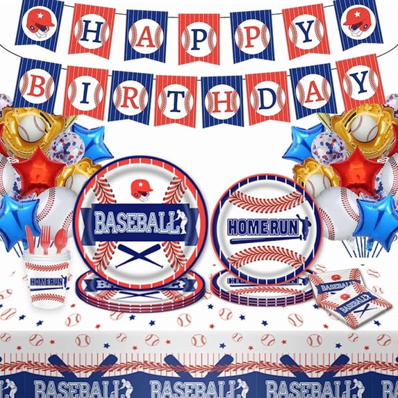 Baseball Birthday Decorations Tableware Set, Baseball Party Decorations ...