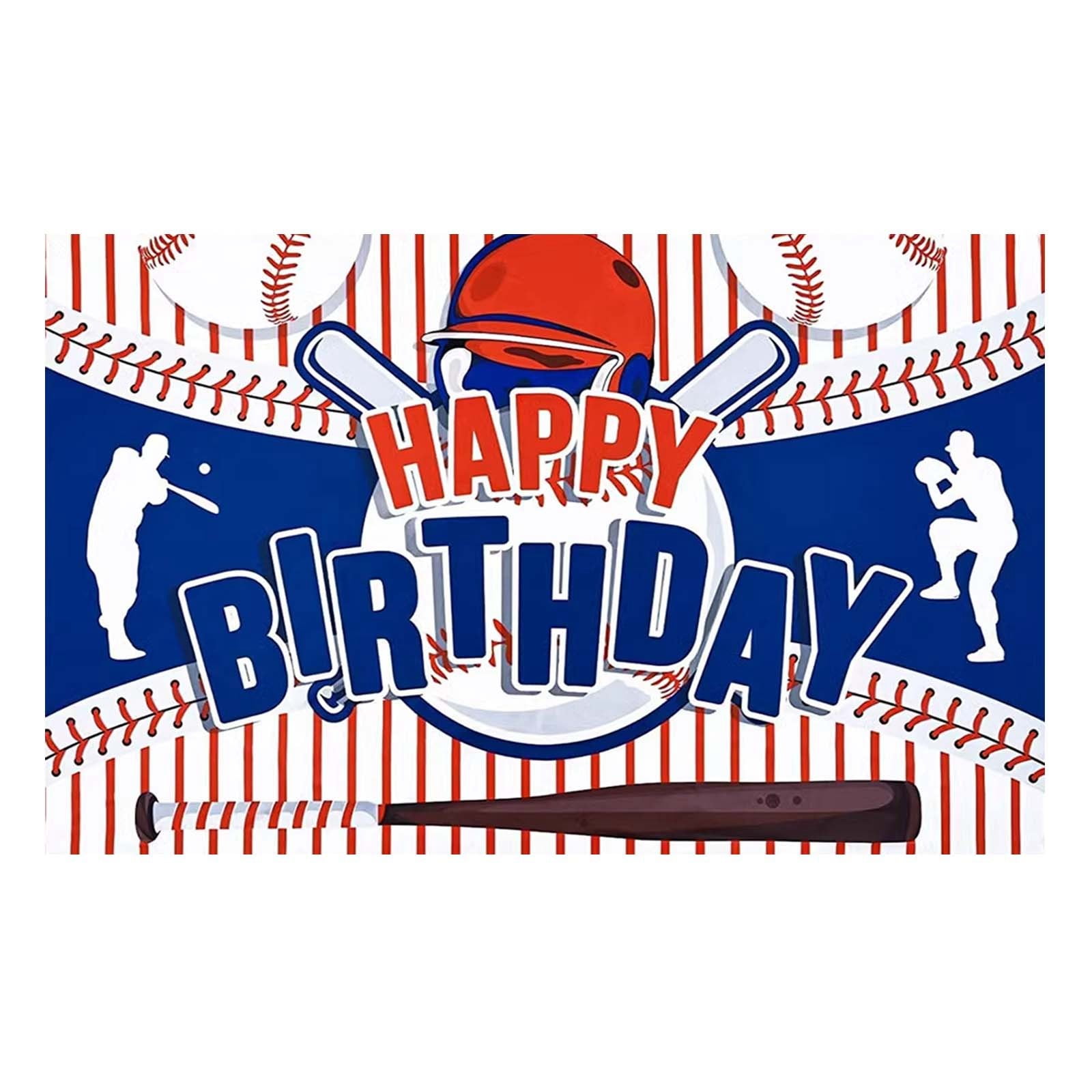 Baseball Birthday Fabric Red And Blue Striped Baseball Theme Boys Light ...