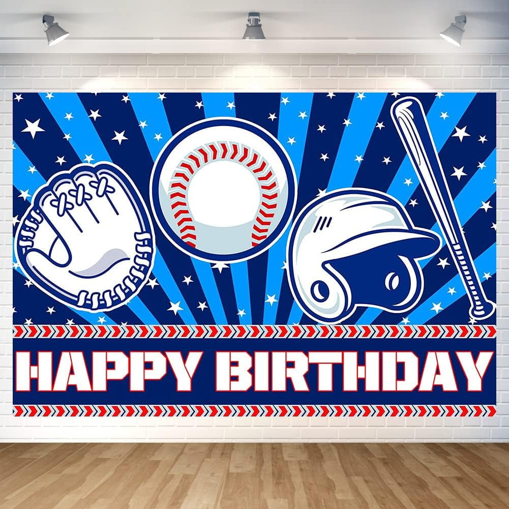 Baseball Birthday Party Decoration Baseball Happy Birthday Backdrop ...
