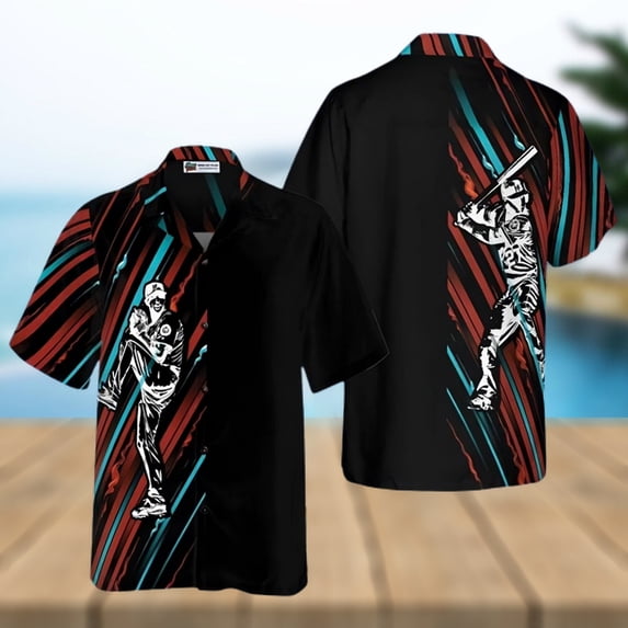 Baseball Black And Color Hawaiian Shirt - Walmart.com