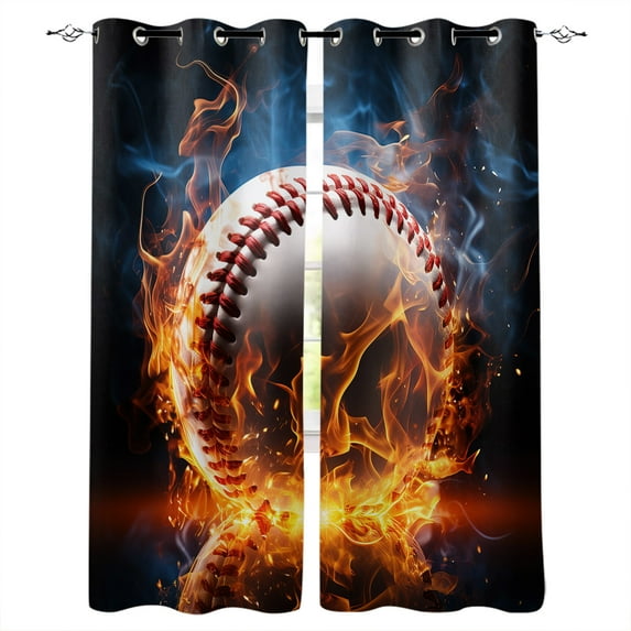 Baseball, Blackout Curtains 54 Inches Long, Sports Theme Gradient ...
