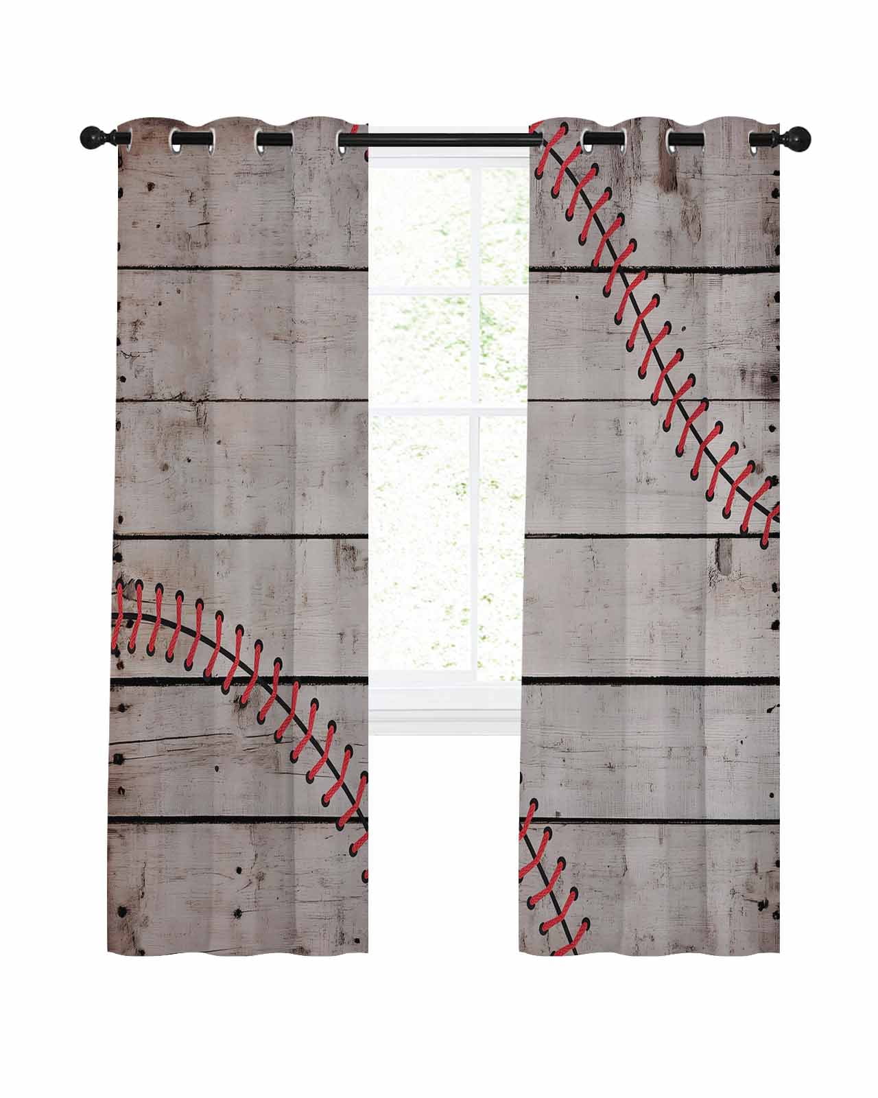Baseball Blackout Curtains, Light Blocking Print Window Curtains ...