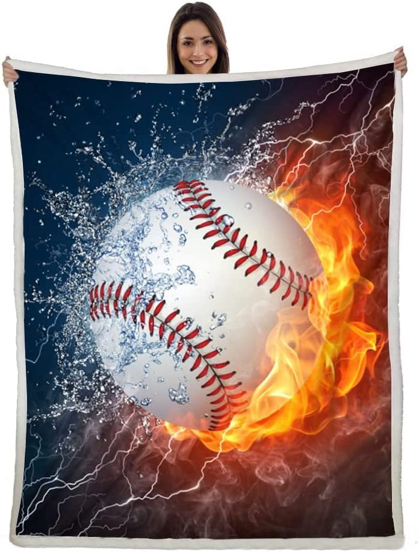 Walmart Sports Baseball Blanket, 3D Print, Soft Plush Sherpa, Fire ...