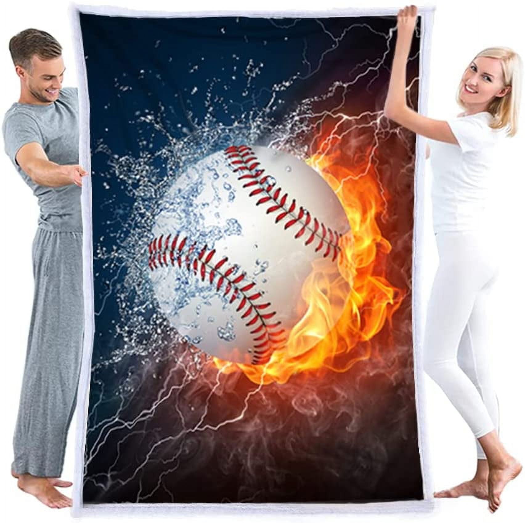 Walmart Baseball Blanket - 3D Print, Soft Sherpa, Fire/Water Design, 60 ...