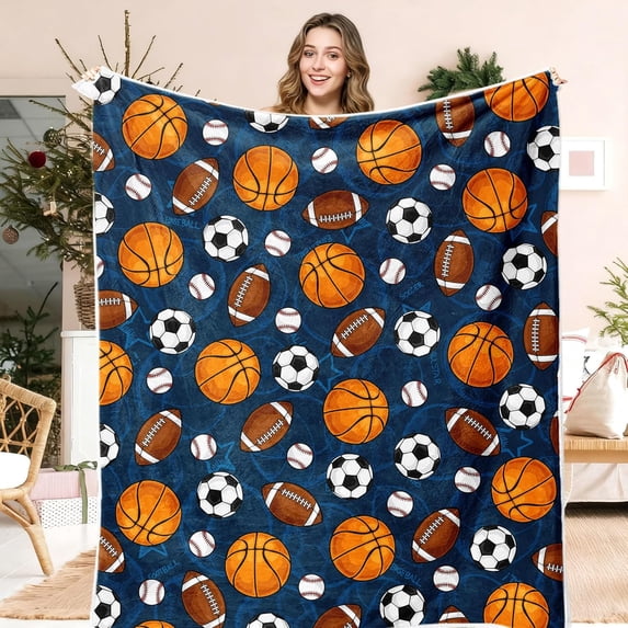 Baseball Blanket, Football Basketball Throw for Kids Boys Girls Youth ...