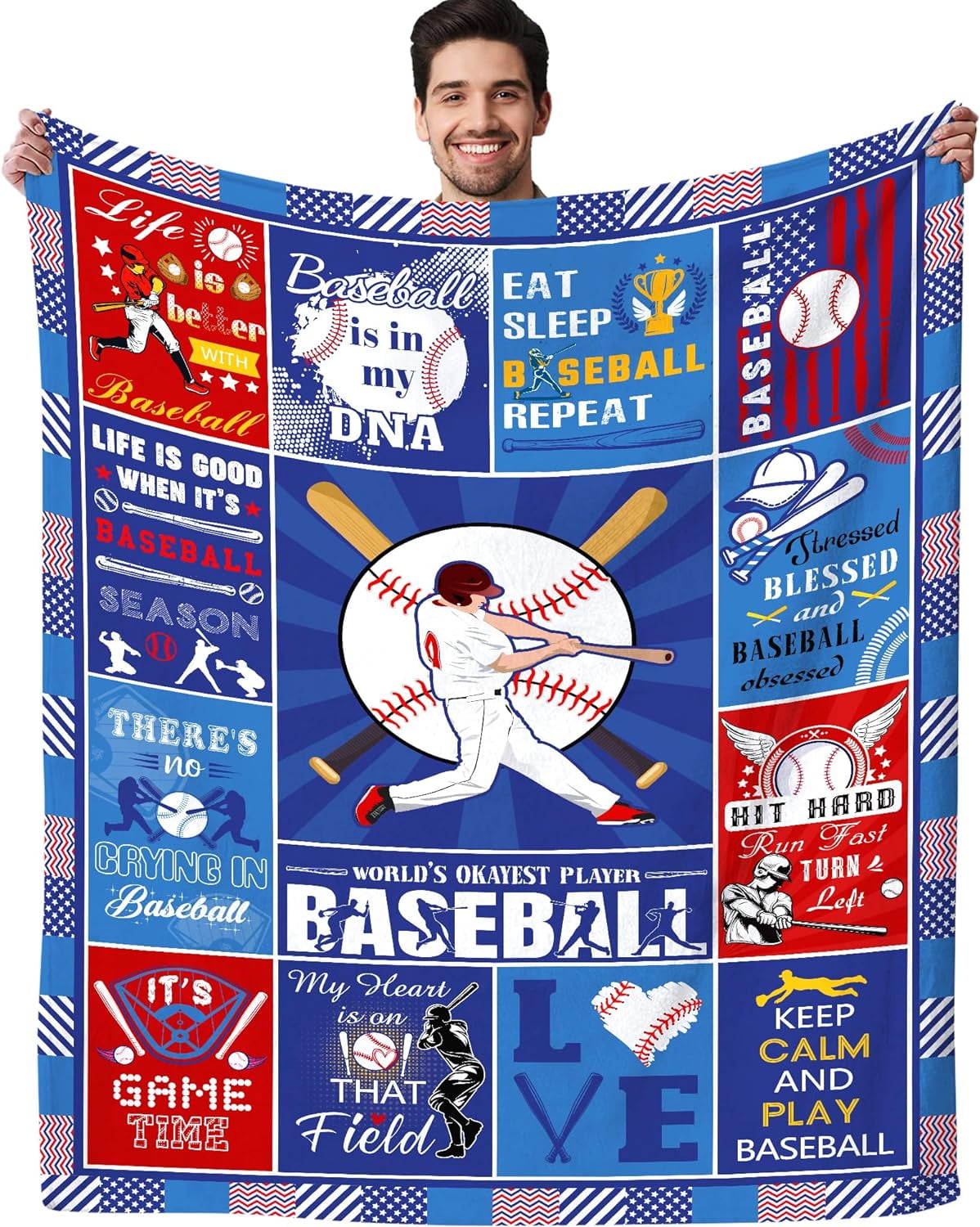 Baseball Blanket Ultra Soft Warm Flannel Throw Blanket Baseball Lover ...