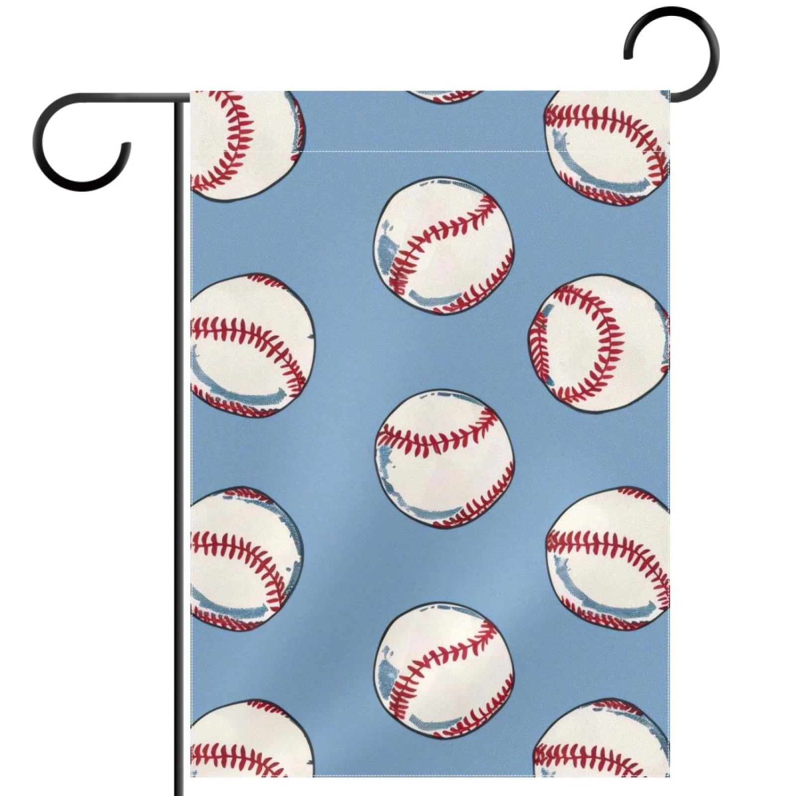 Baseball Blue Pattern Welcome Garden Flags, 12 x 18 Inch Double Sided ...