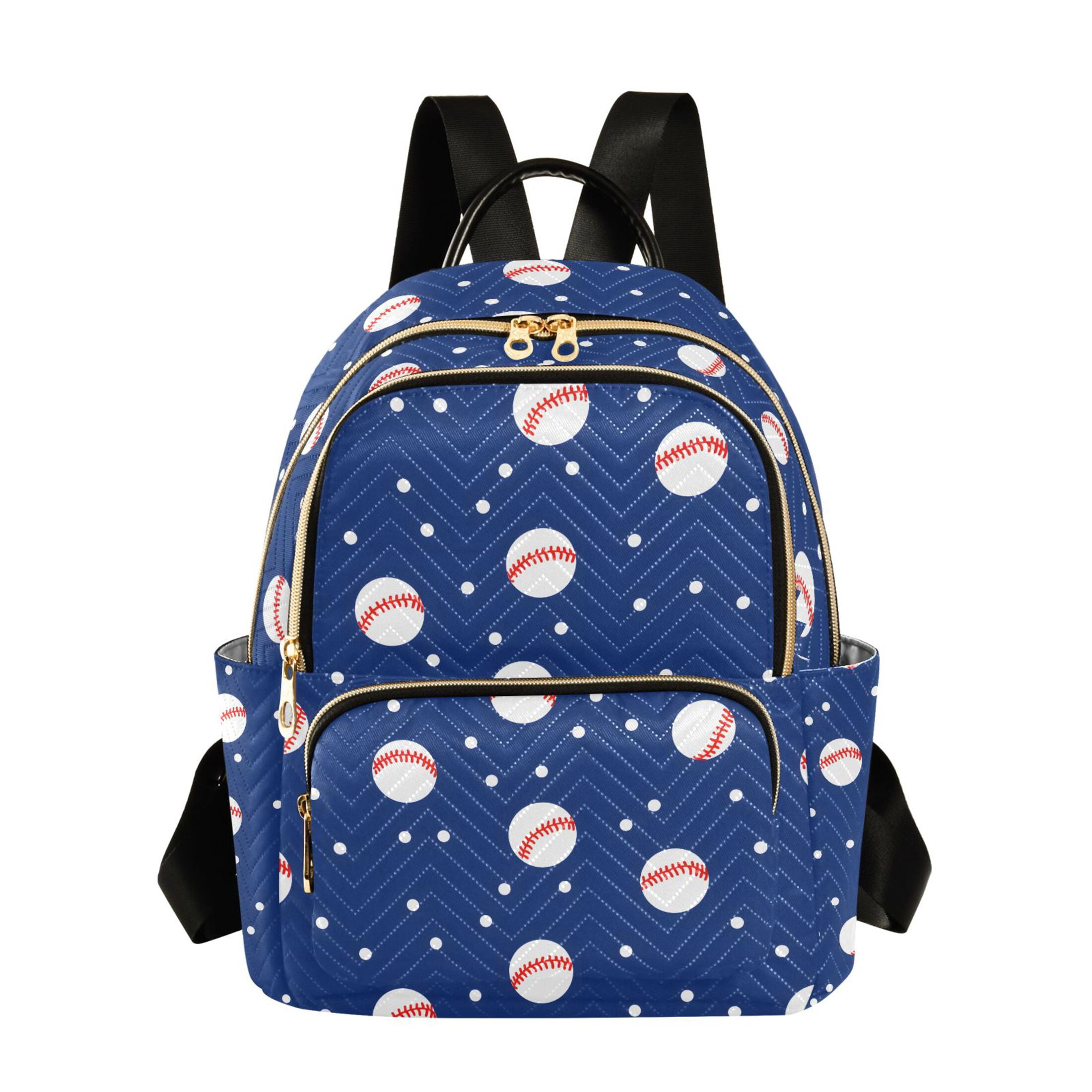Baseball Blue Tile Fashion Backpack for Women Lightweight College ...
