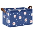 Baseball Blue Tile Pattern Collapsible Storage Bin Open Home Shelf ...
