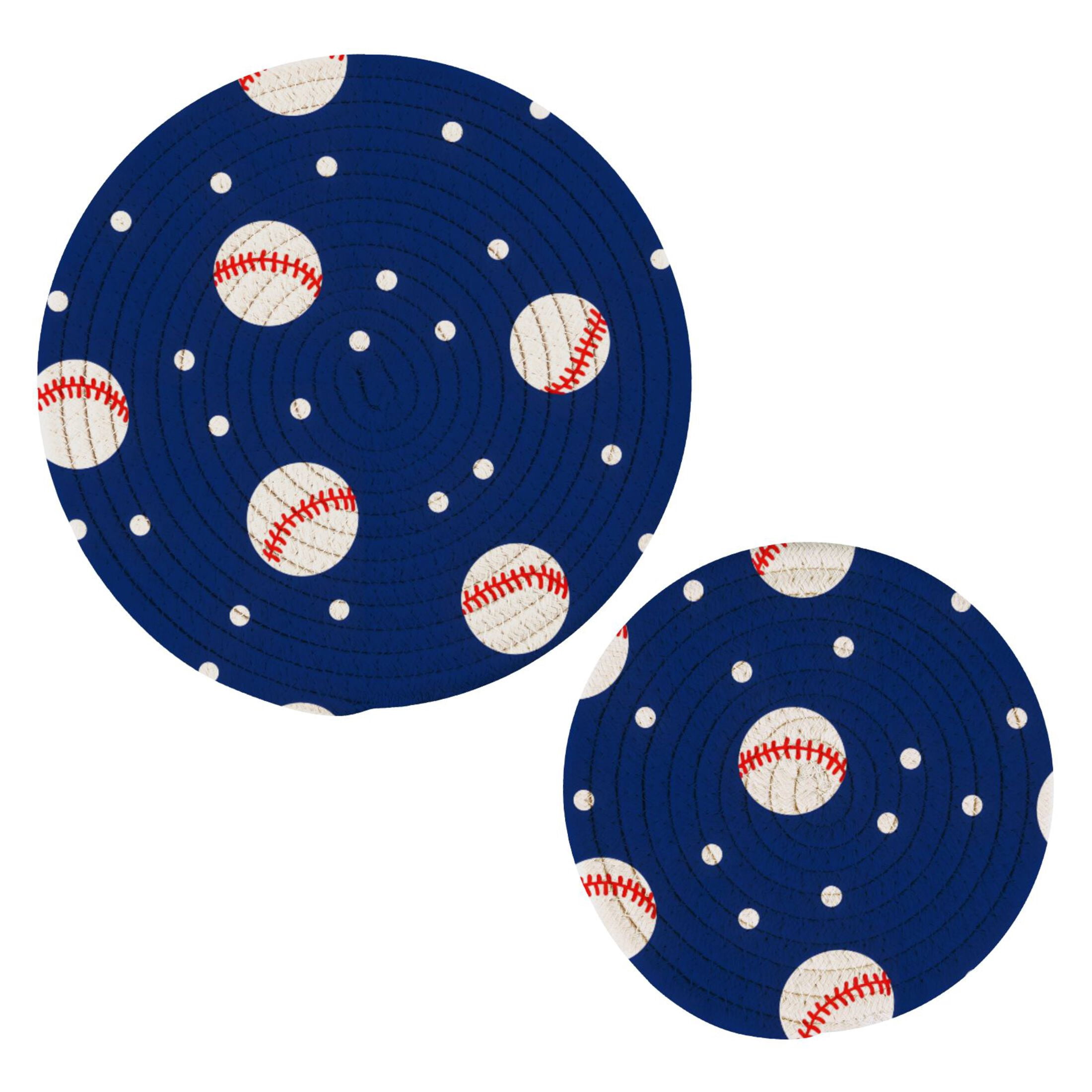 Baseball Blue Tile Pattern Cotton Trivets Potholders Set of 2 Handmade ...