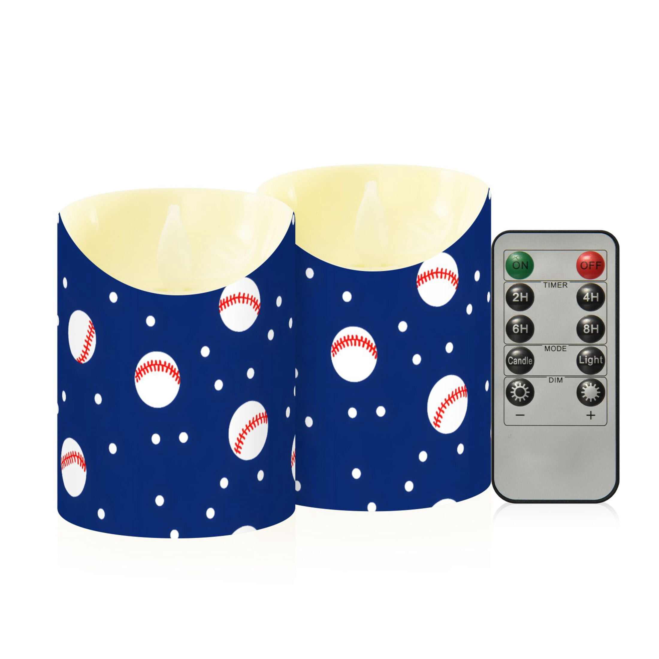 Baseball Blue Tile Pattern Flameless Candles 2 PCS with Remote ...