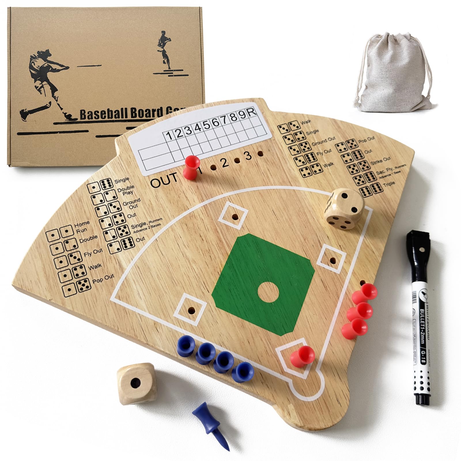 Baseball Board Game, Oak STF9 Made Leisure Game for Sport Battle Table ...