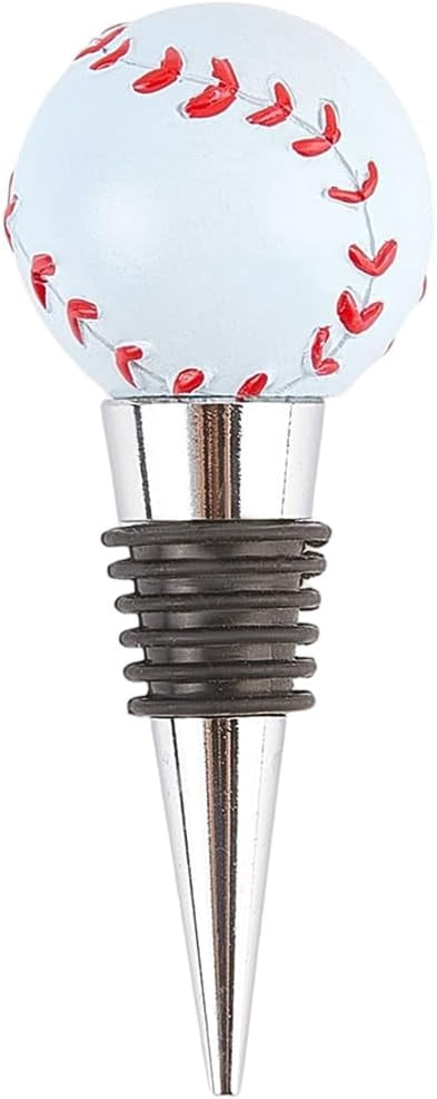 Baseball Bottle Stopper Sport Ball Resin Silver Metal Reusable Wine ...