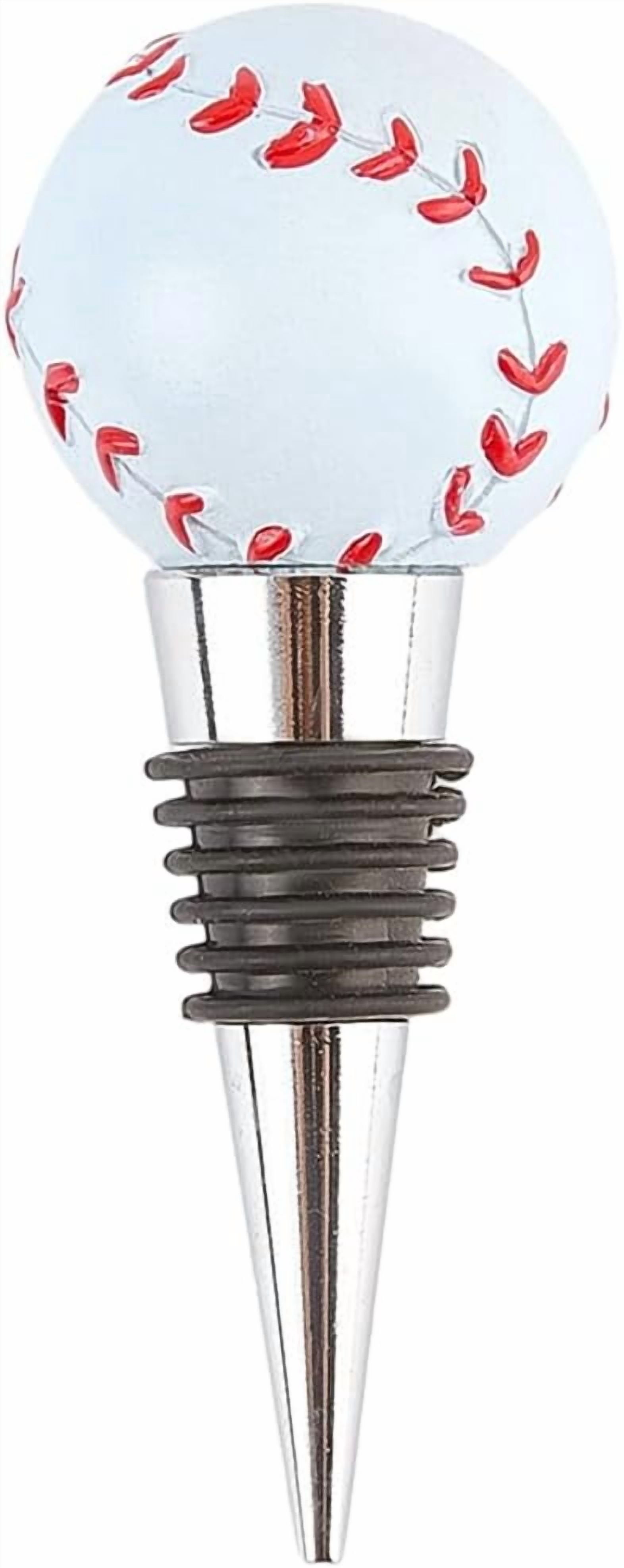 Baseball Bottle Stopper Sport Ball Resin Silver Metal Reusable Wine ...